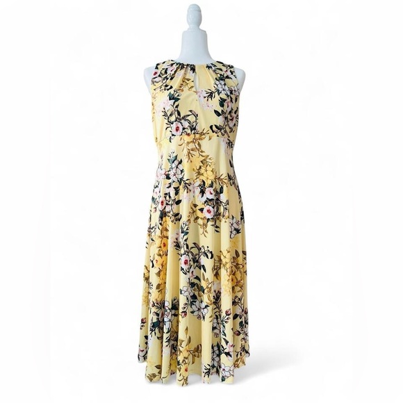 London Style | Dresses | London Style Collection Yellow Floral Midi ...